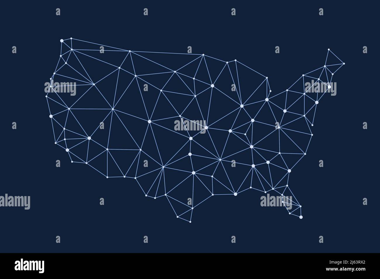 USA map connected dots polygon geometric style. Vector United States ...