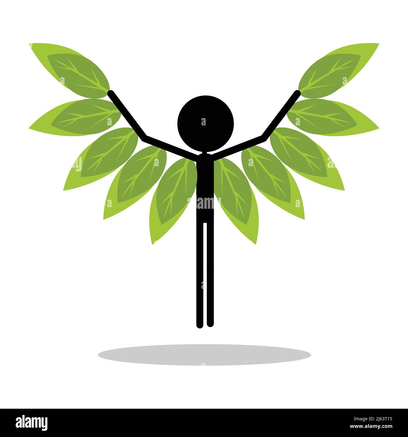 Go green cute cartoon angel , Concept Vector logo , Flying Tree Man ...