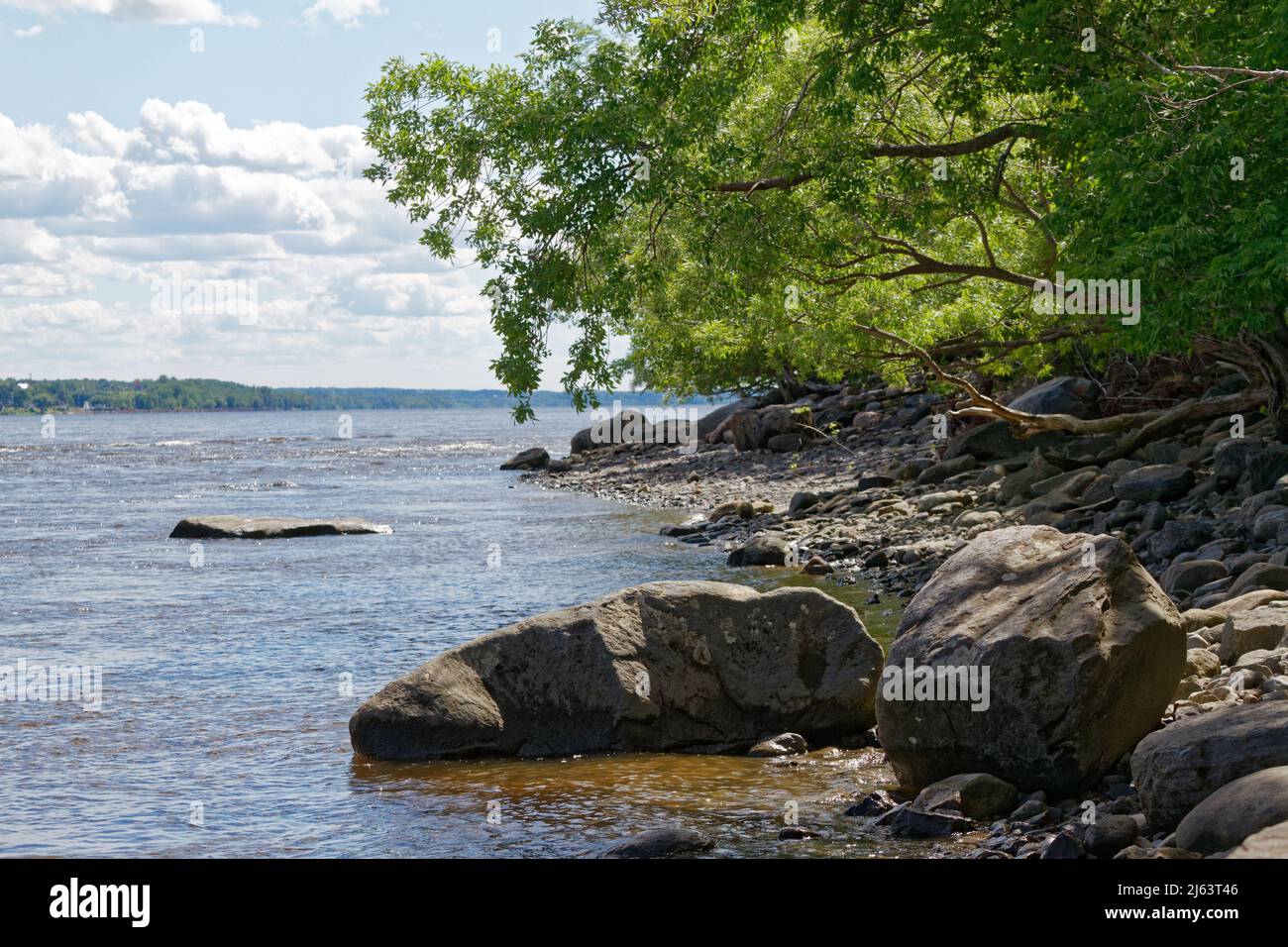 Shore of the Saint-Lawrence river at Deschambault, Quebec,Canada Stock ...