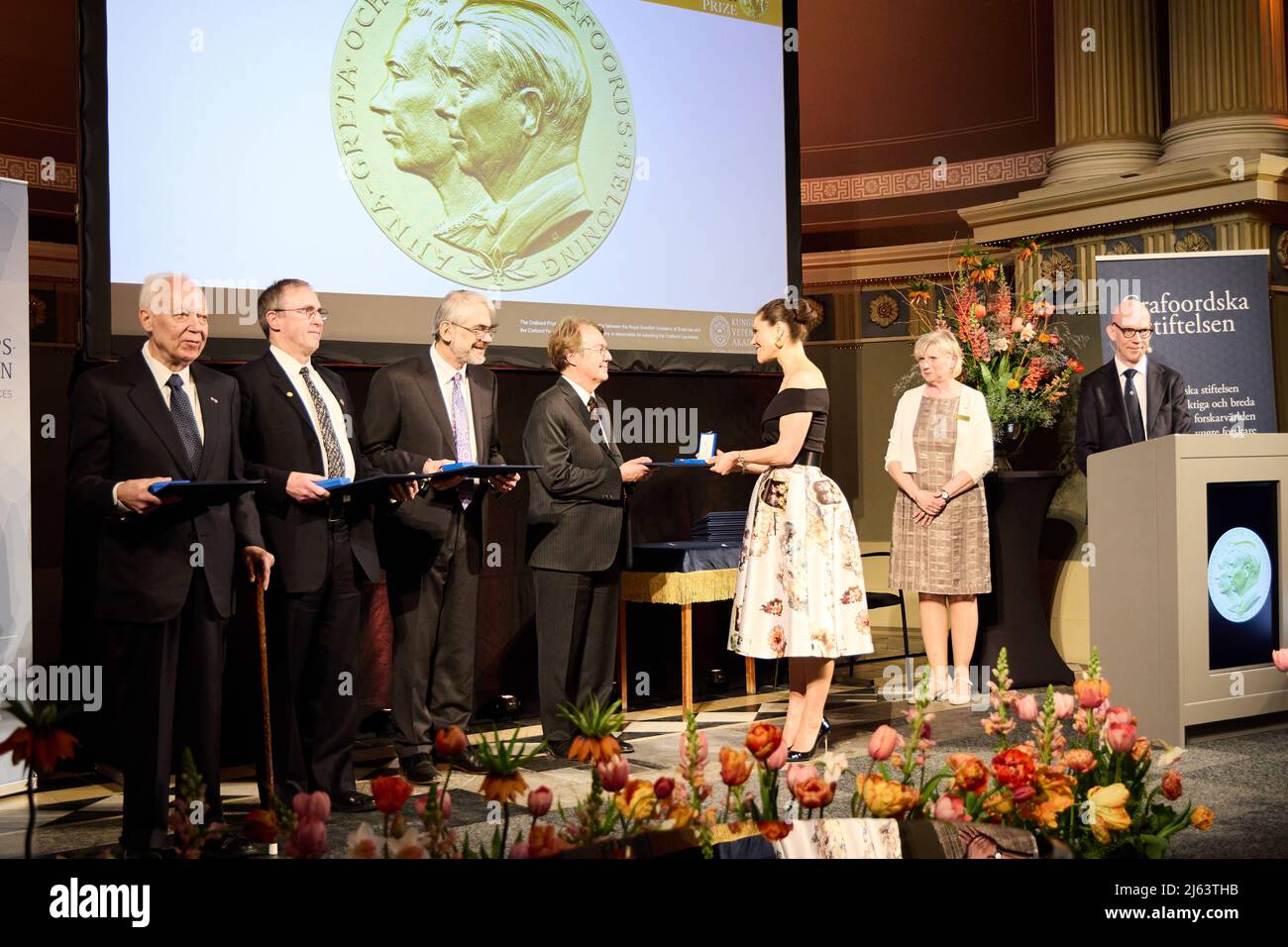 LUND 20220427Crown Princess Victoria awards prize to from left Enrico ...