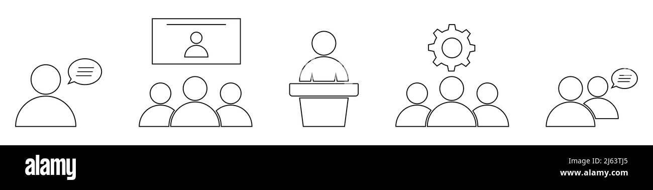 Business training and workshop line icons. Vector illustration isolated ...