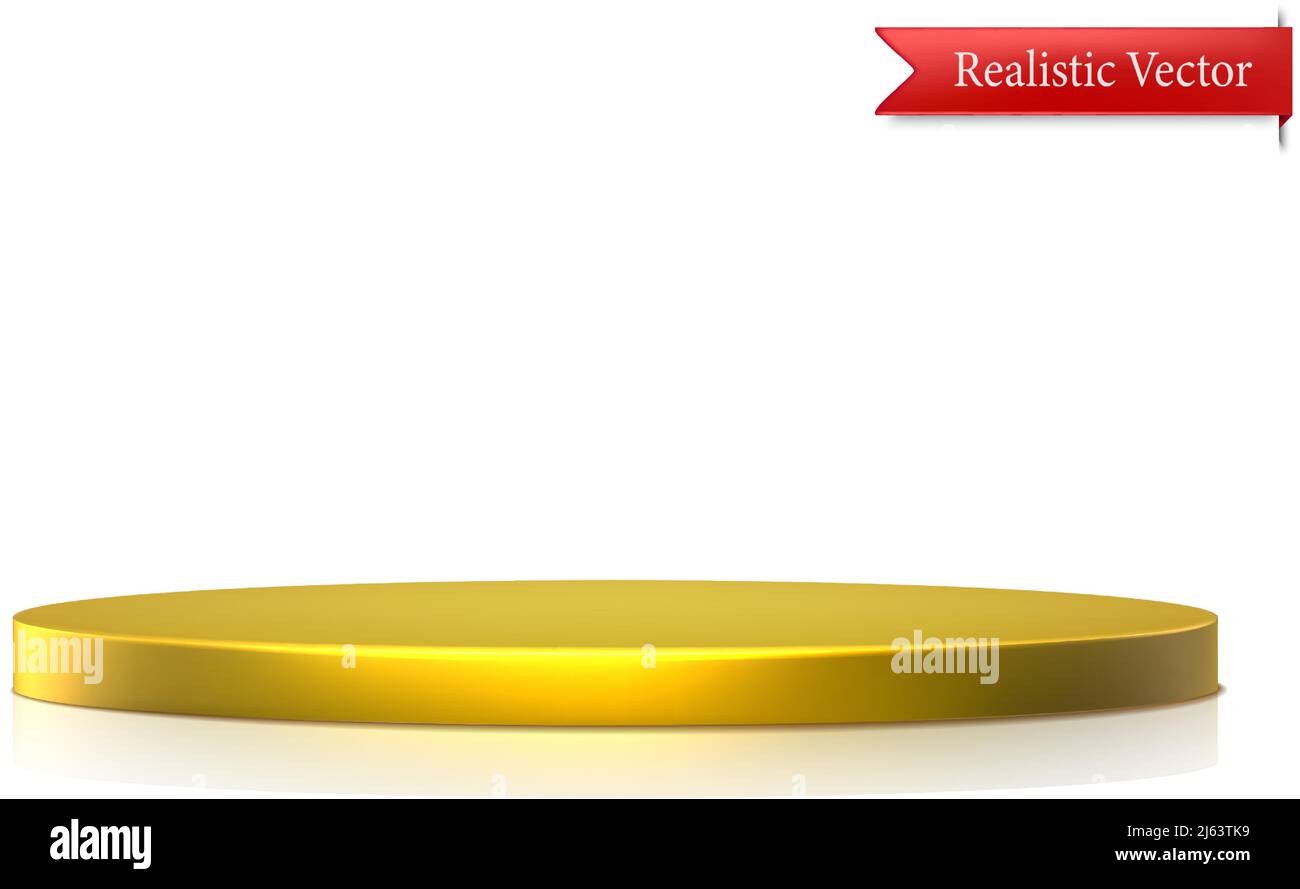 realistic vector icon. Gold round plate piedestalstage. Isolated on ...