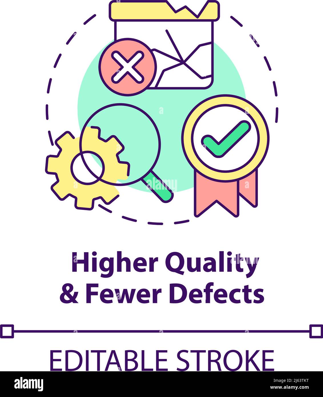 Higher quality and fewer defects concept icon Stock Vector Image & Art ...