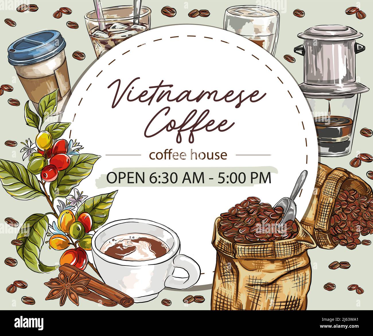 coffee background with freehand drawings that can be used for menu ...