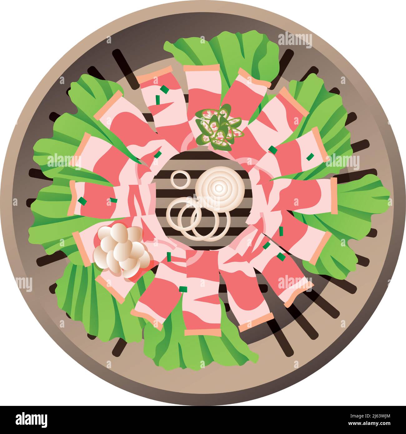 Bossam cartoon icon. Traditional korean pork dish Stock Vector Image ...