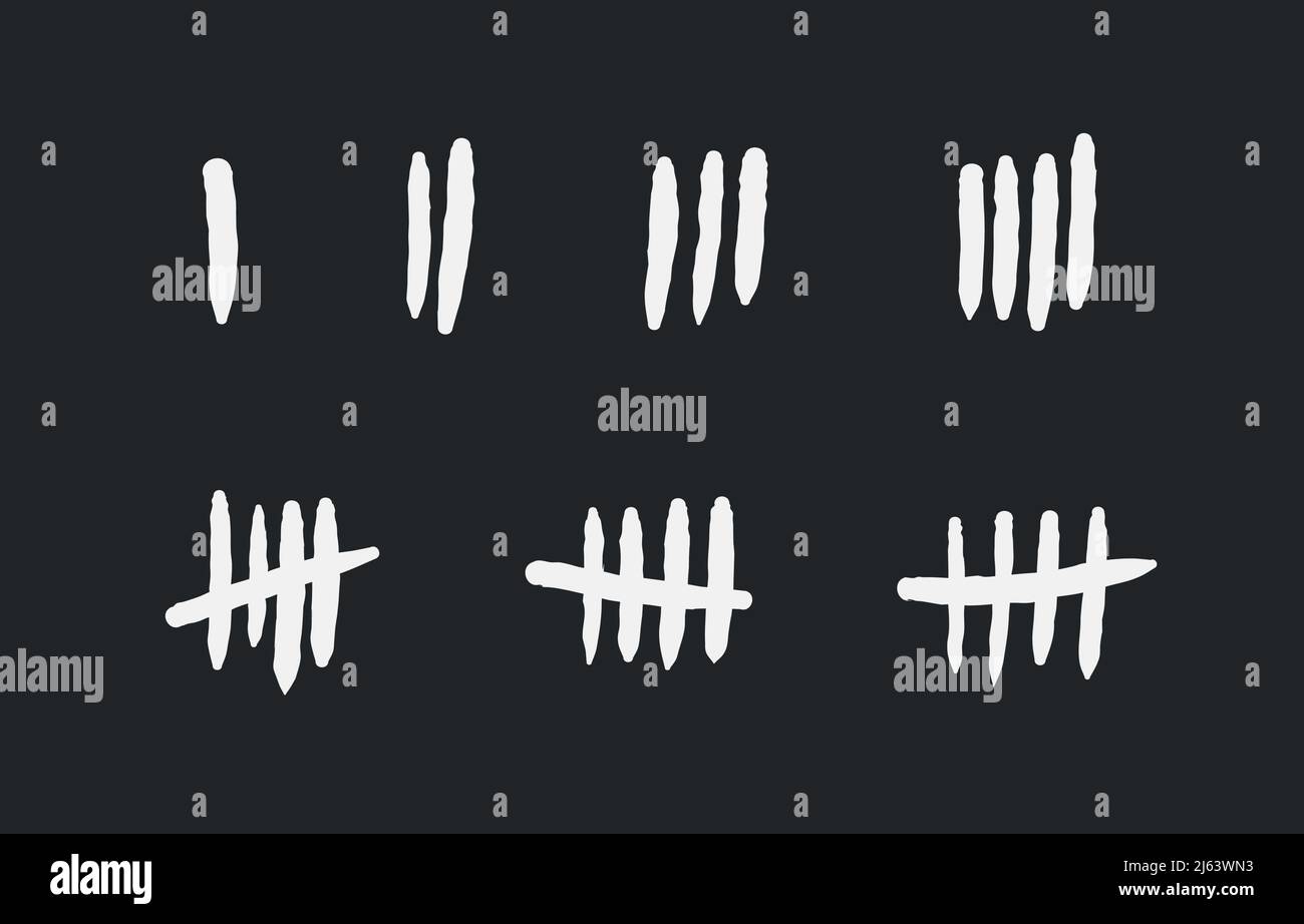 Prison wall counting lines vector. Tally marks - slashed lines isolated ...