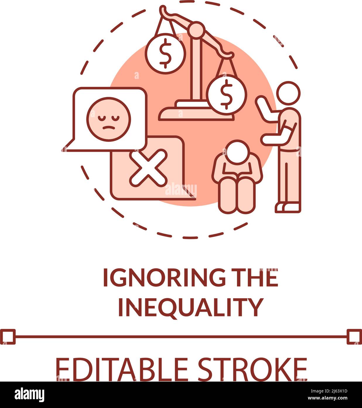 Ignoring inequality red concept icon Stock Vector Image & Art - Alamy