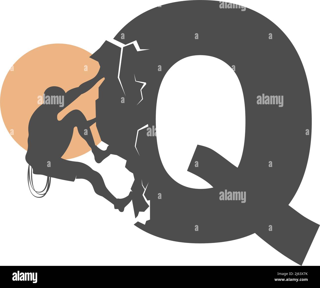 Rock climber climbing letter Q illustration template Stock Vector Image ...