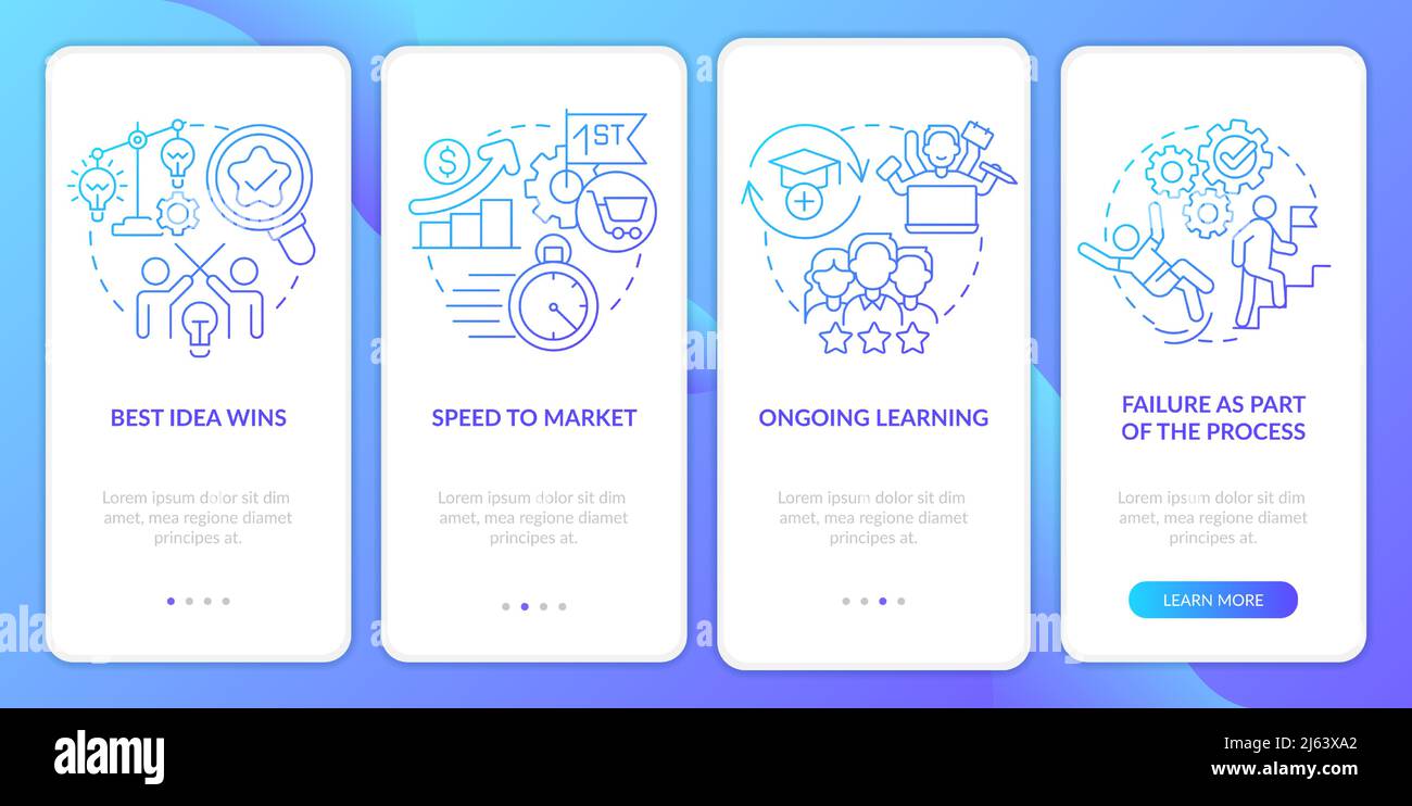 Innovative culture rules blue gradient onboarding mobile app screen ...