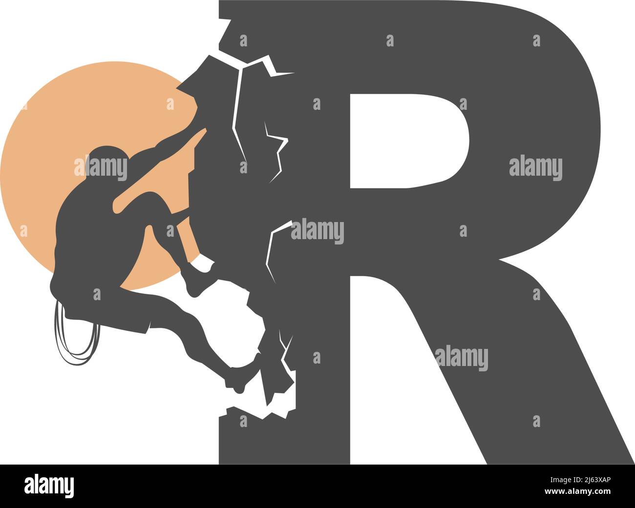 Rock climber climbing letter R illustration template Stock Vector Image ...