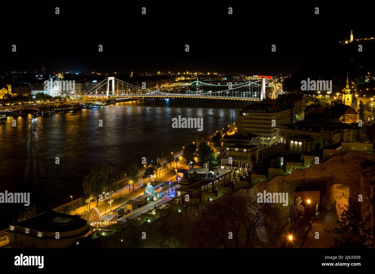 Budapest city landscape and Elisabeth Bridge over the Danube river from ...