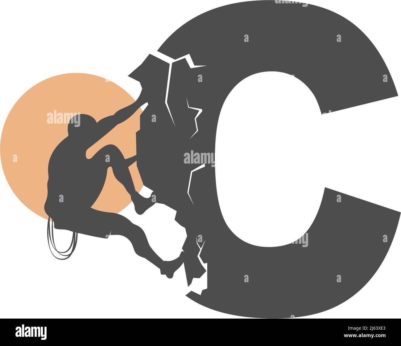 Rock climber climbing letter C illustration template Stock Vector Image ...