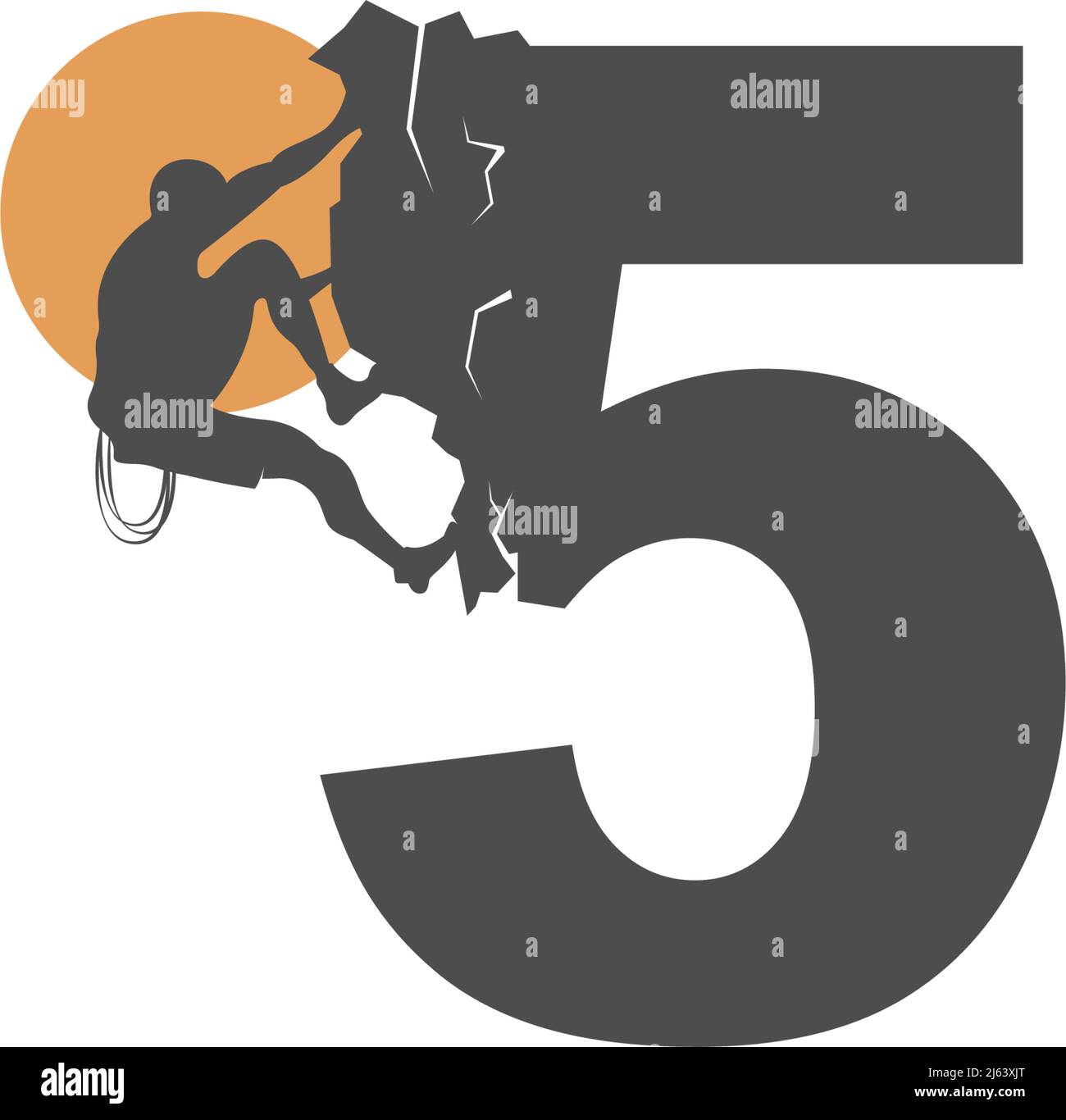 Rock climber climbing number 5 illustration template Stock Vector Image ...