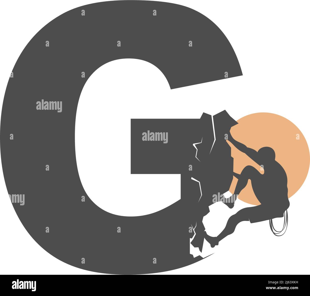 Rock climber climbing letter G illustration template Stock Vector Image ...