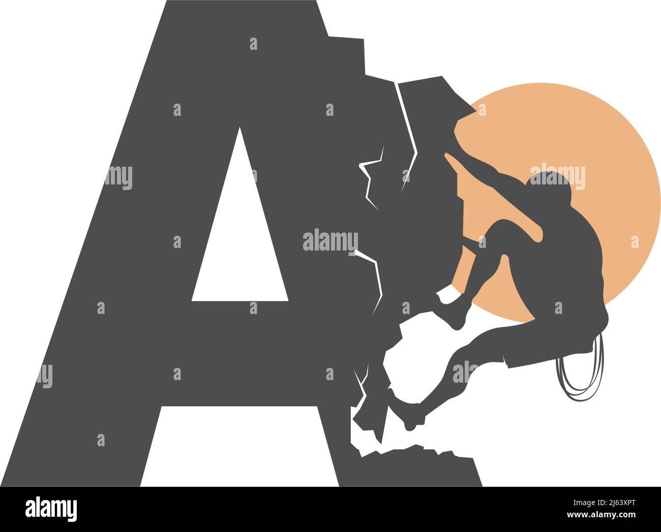 Rock climber climbing letter A illustration template Stock Vector Image ...
