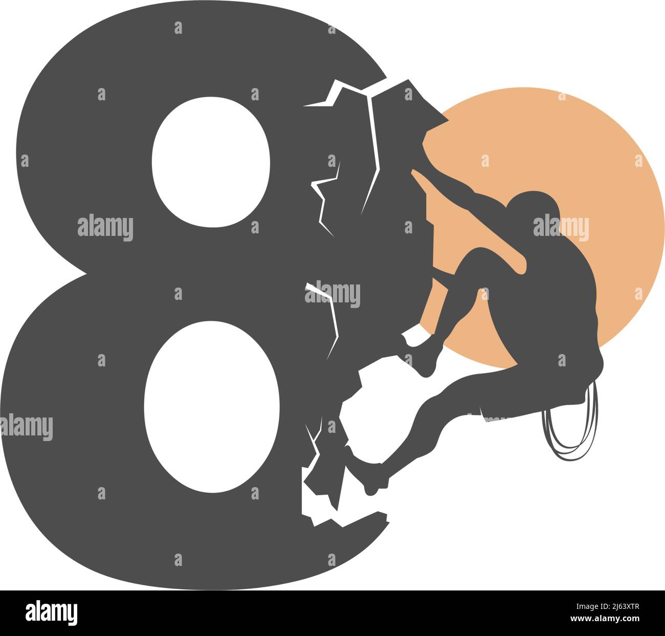 Rock climber climbing number 8 illustration template Stock Vector Image ...