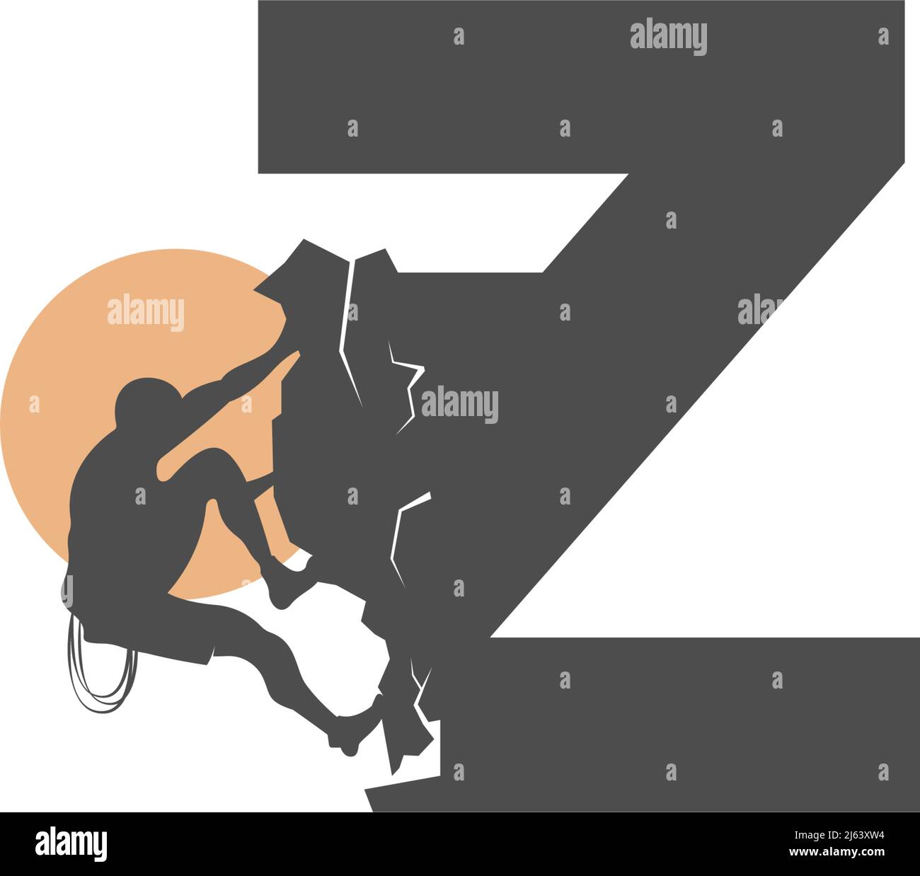 Rock climber climbing letter Z illustration template Stock Vector Image ...
