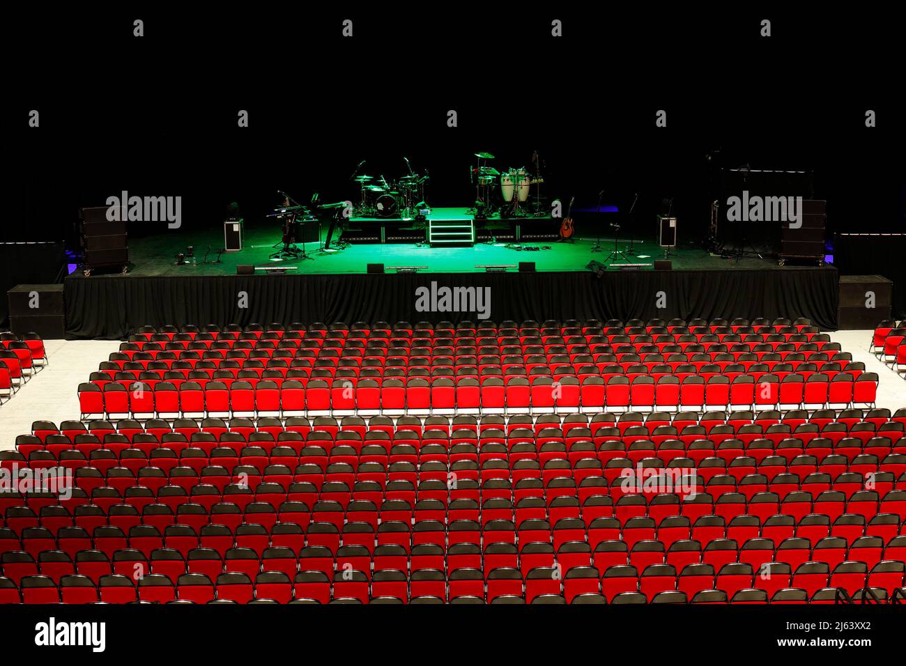 Instruments on stage ready for a performance at the Bonus Arena in Hull ...
