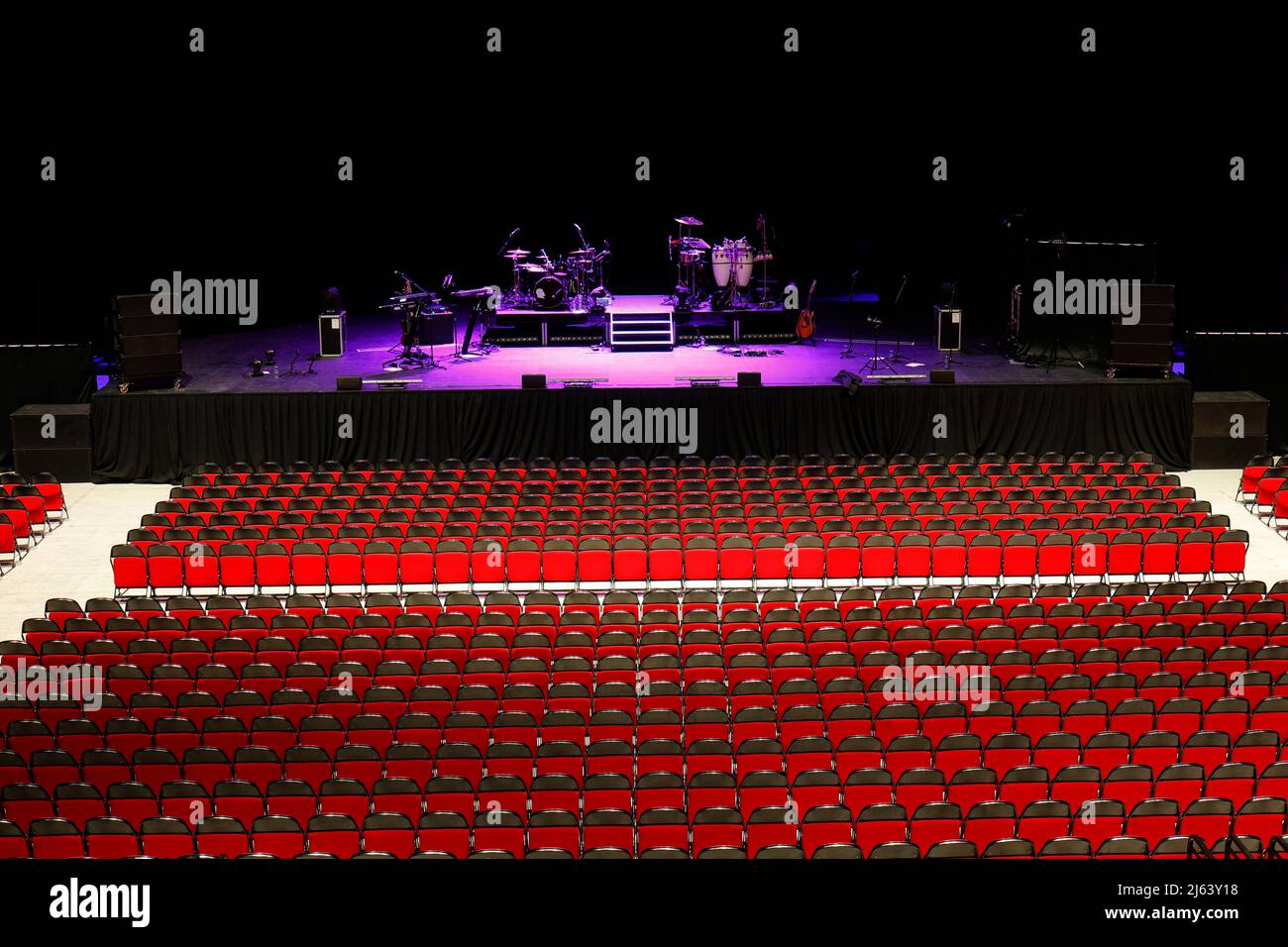 Instruments on stage ready for a performance at the Bonus Arena in Hull ...