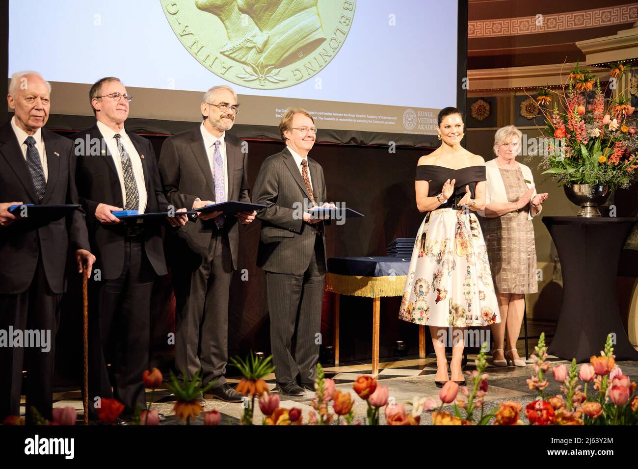 LUND 20220427Crown Princess Victoria awards prize to from left Enrico ...