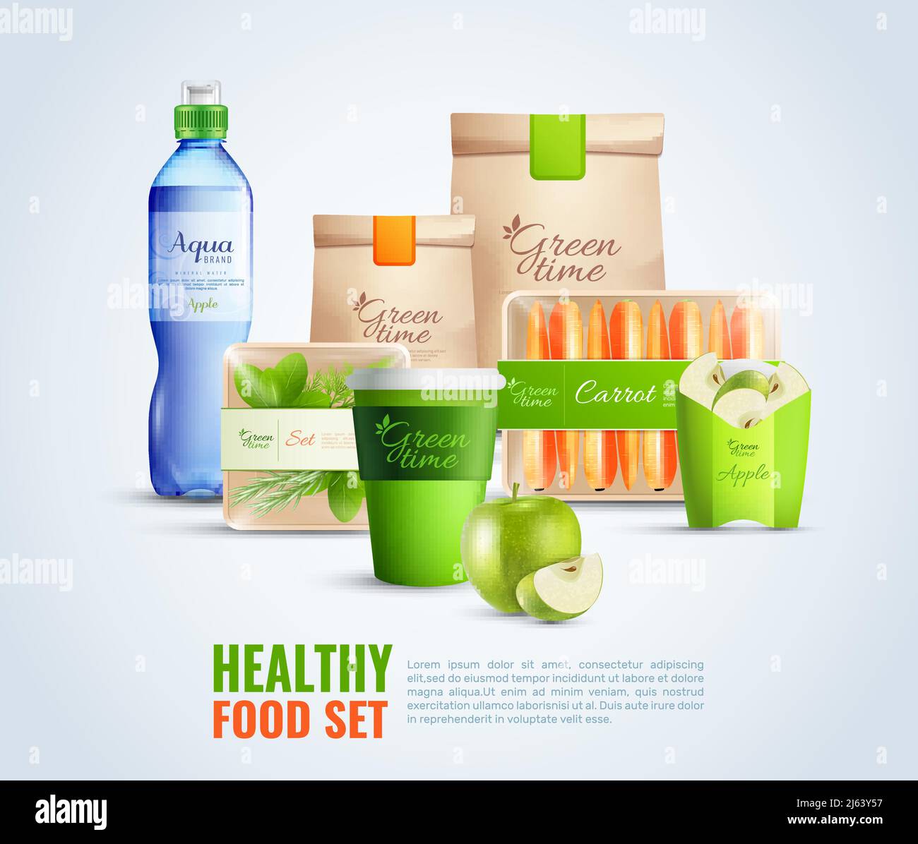 Packaging template of healthy street food and drink with brand identity ...