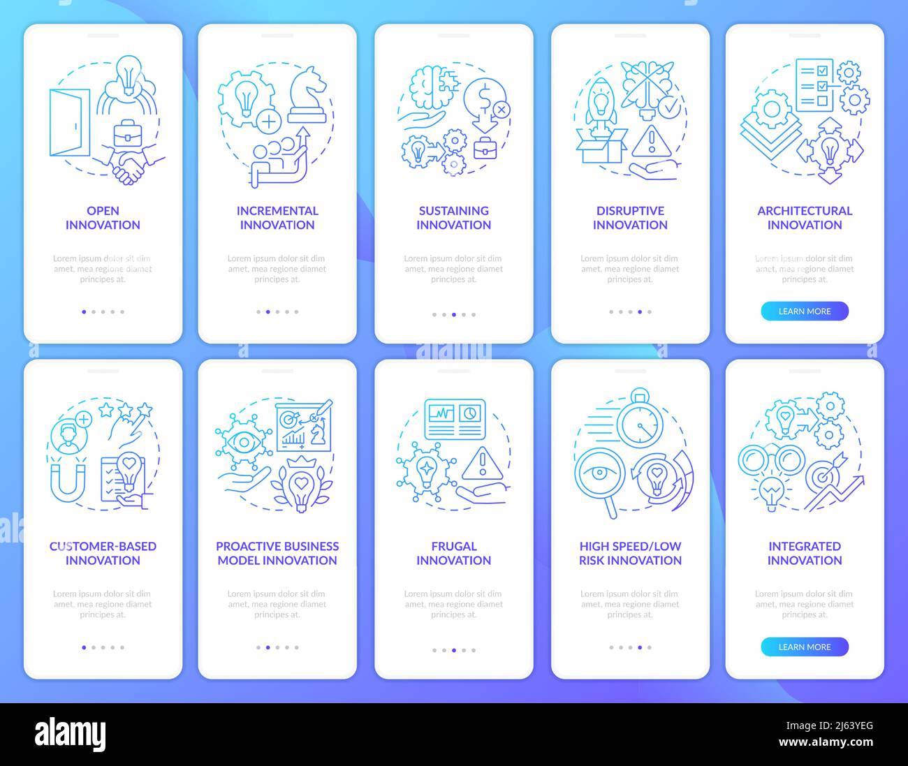 Manage new ideas process blue gradient onboarding mobile app screen set Stock Vector Image & Art ...