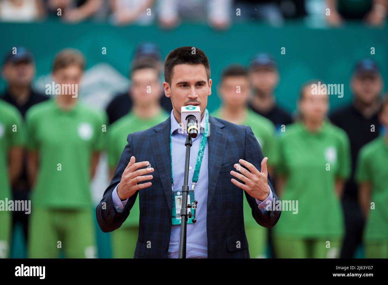Djordje Djokovic speaks during the trophy ceremony Stock Photo - Alamy