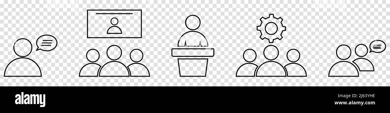 Workshop line icon set. Vector illustration isolated on transparent ...