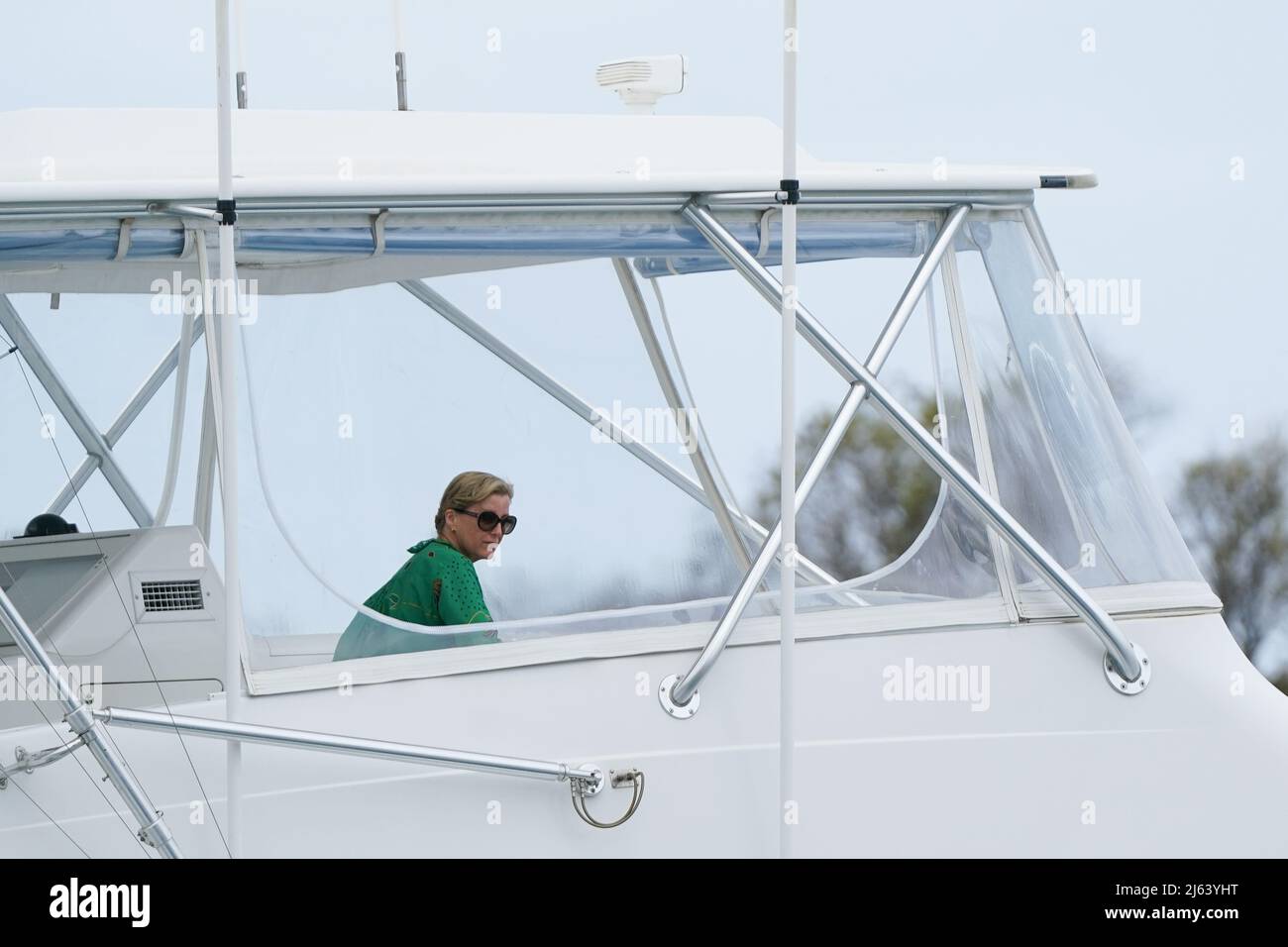 The Countess of Wessex on a boat at Ganters Bay jetty for a boat ride ...