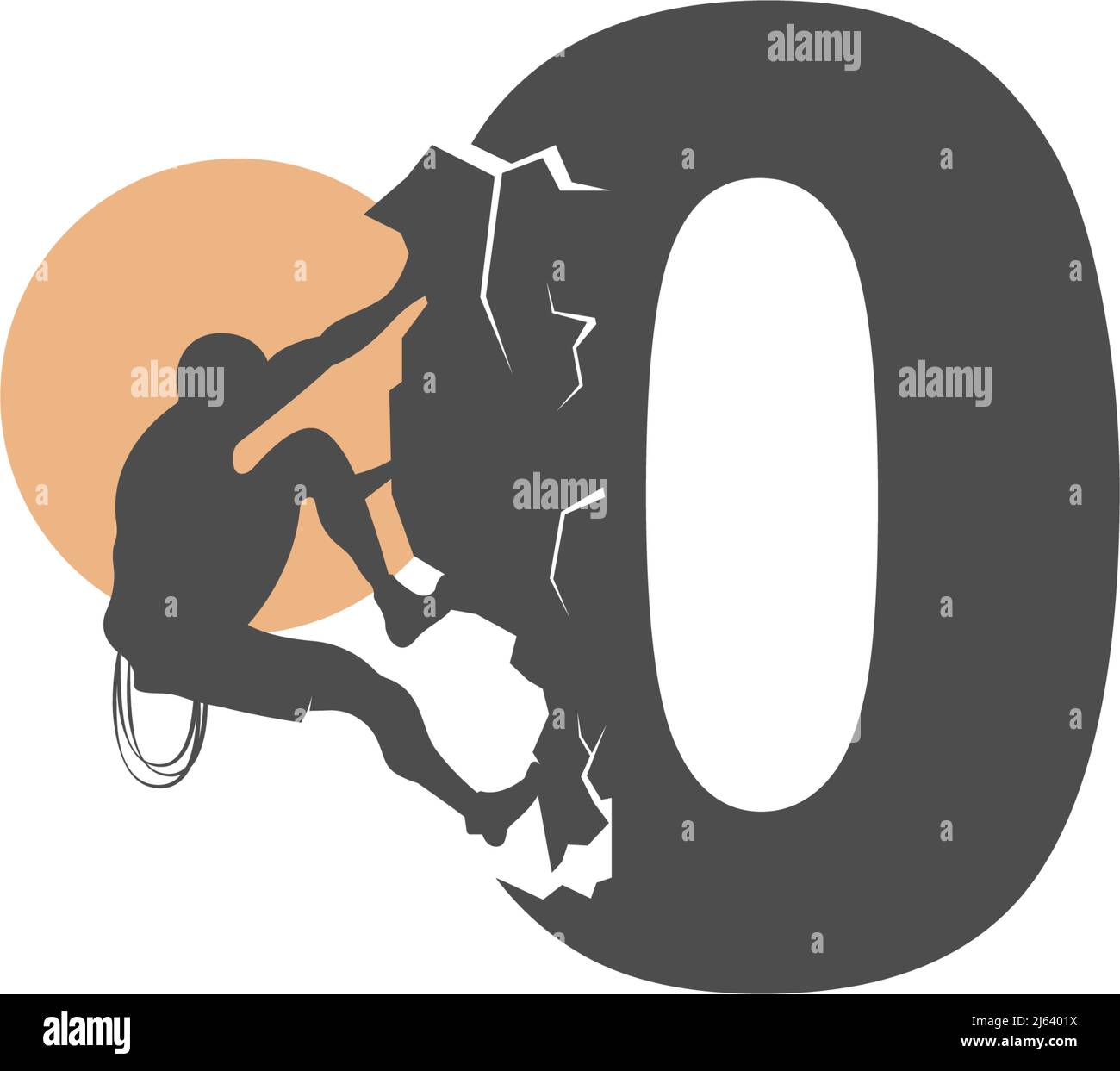 Rock climber climbing number zero illustration template Stock Vector ...