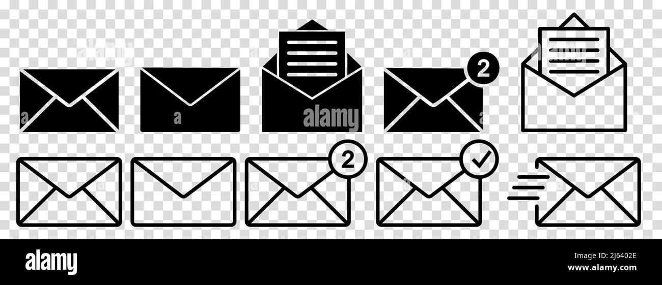 Mail icons. Vector illustration isolated on transparent background ...