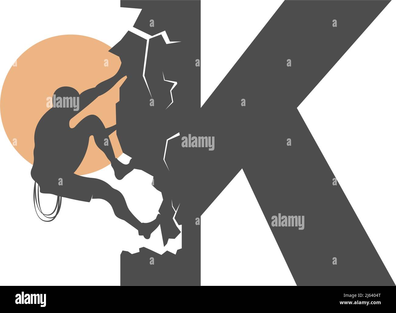 Rock climber climbing letter K illustration template Stock Vector Image ...
