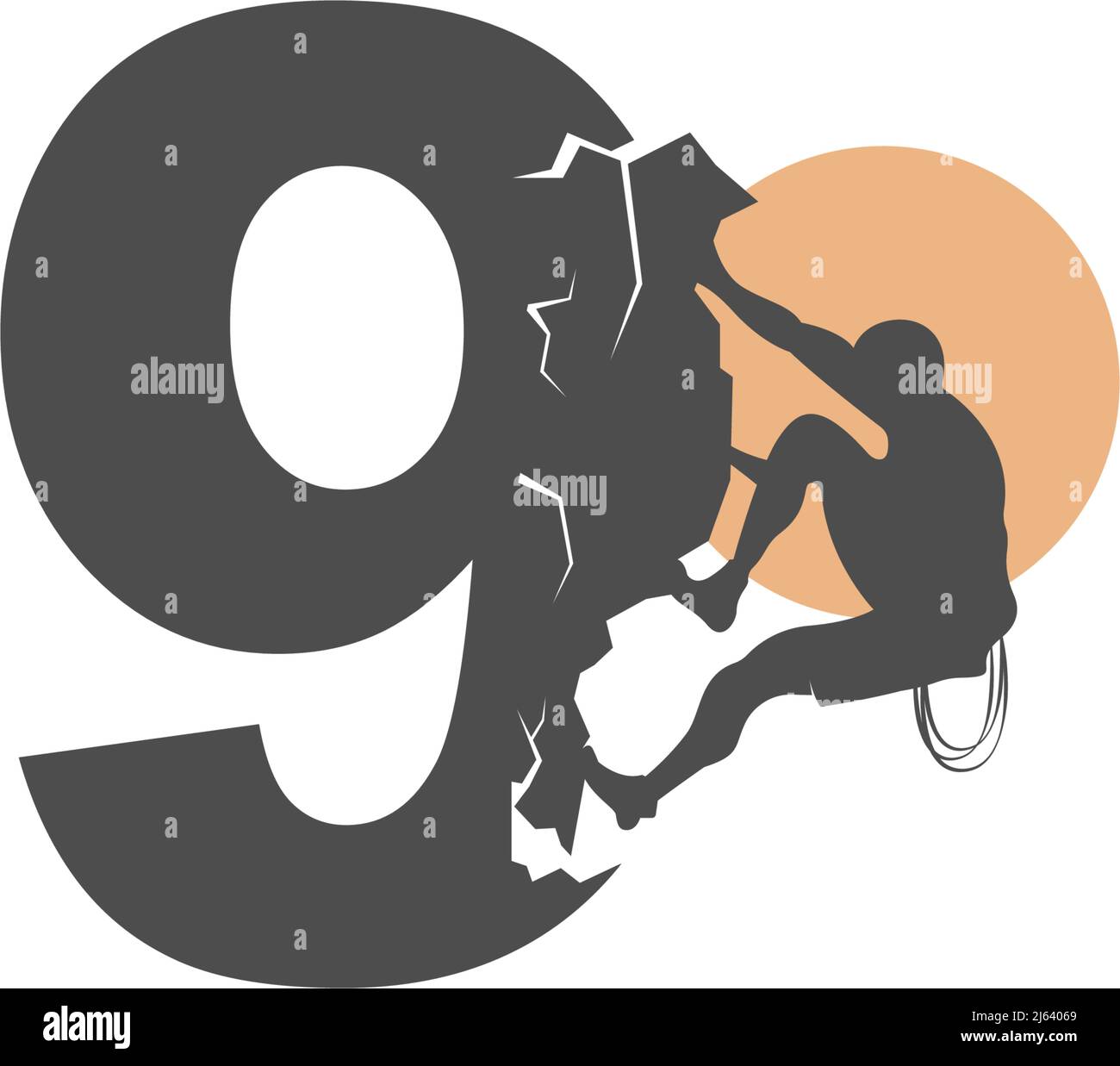 Rock climber climbing number 9 illustration template Stock Vector Image ...