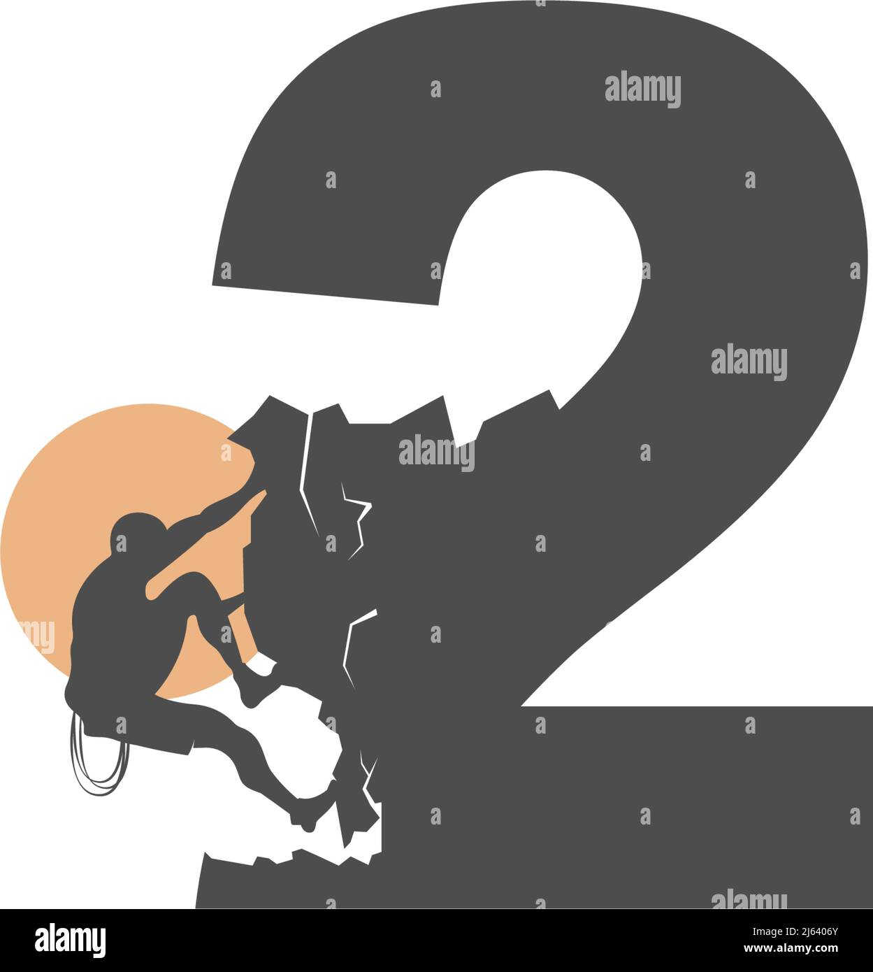 Rock climber climbing number 2 illustration template Stock Vector Image ...