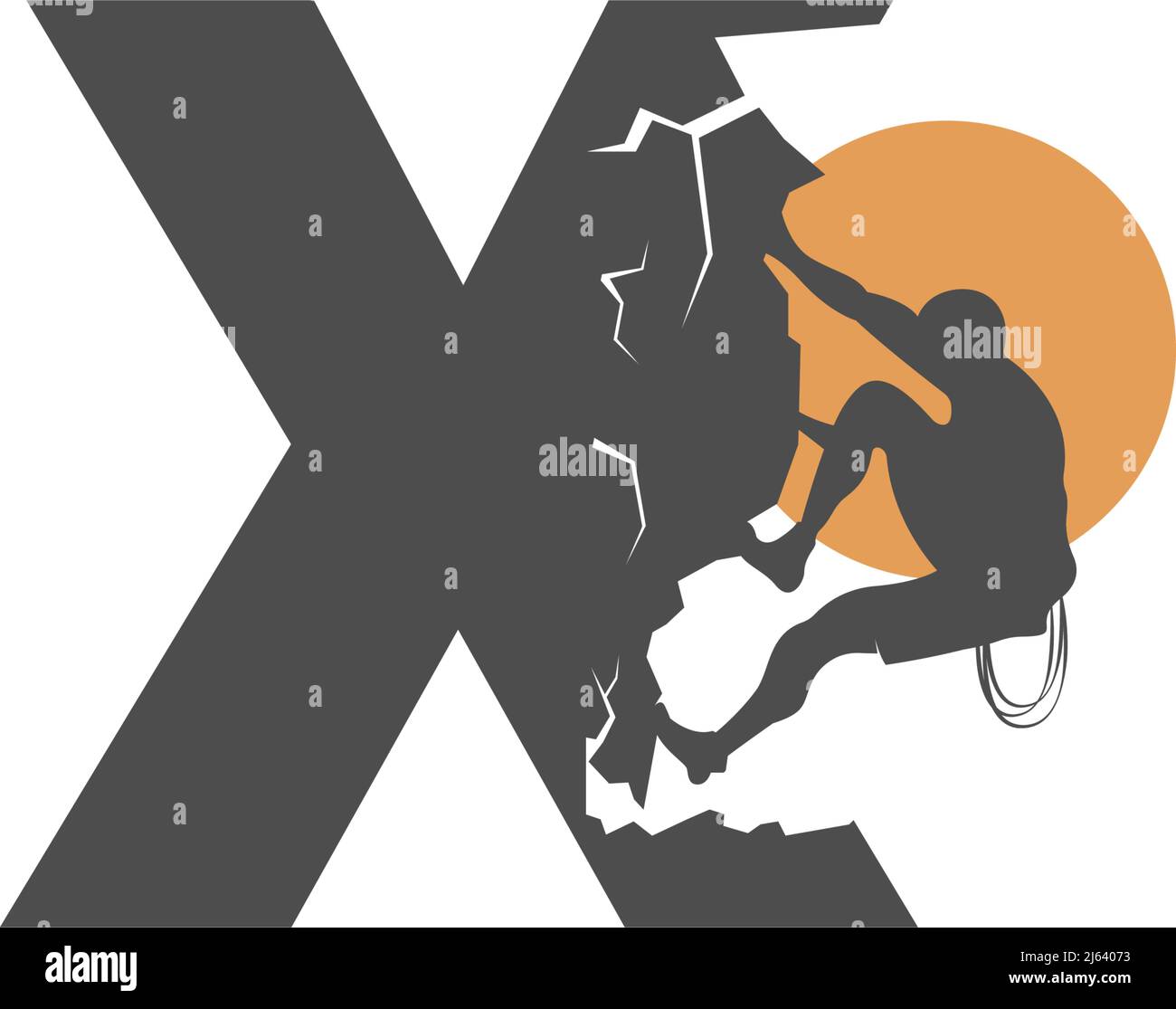Rock climber climbing letter X illustration template Stock Vector Image ...