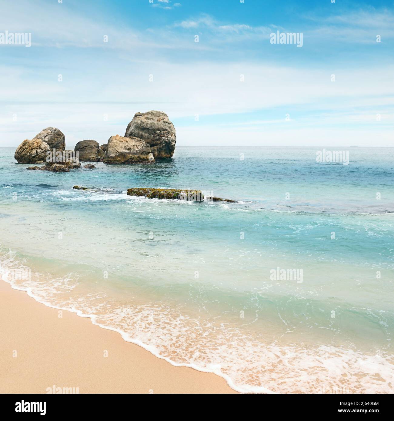 large rock in the ocean Stock Photo - Alamy