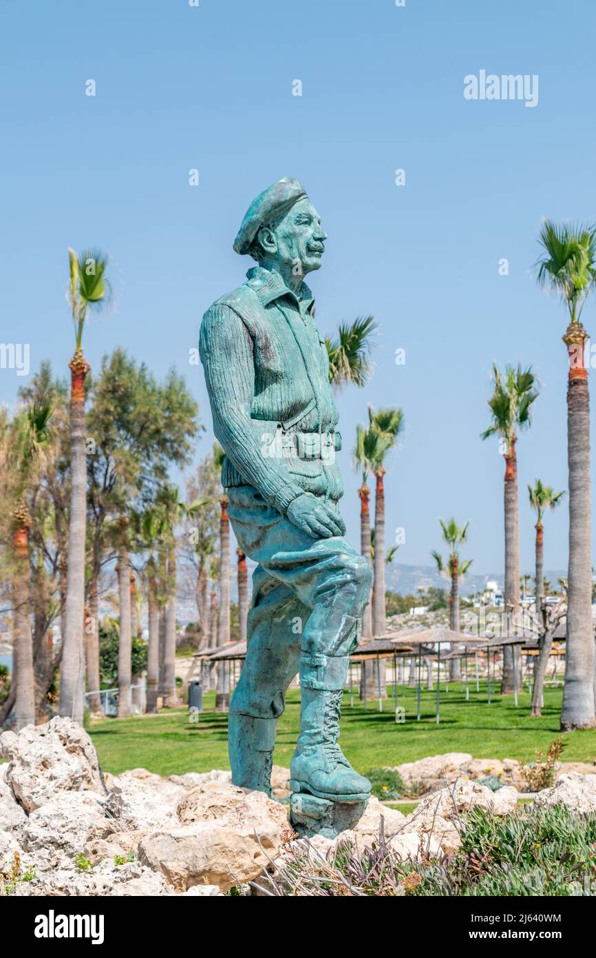 Chloraka, Cyprus - April 2, 2022: Statue of General George Grivas ...