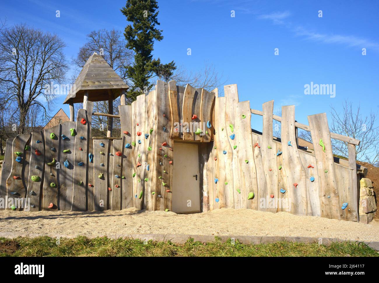 Climbing wall and playground for kids Stock Photo - Alamy