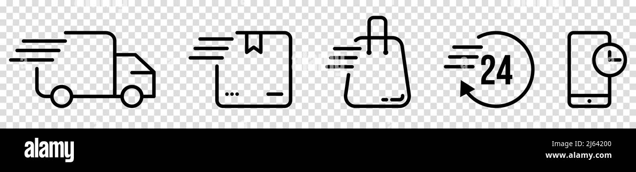 Shipping line icons. Vector illustration isolated on transparent ...