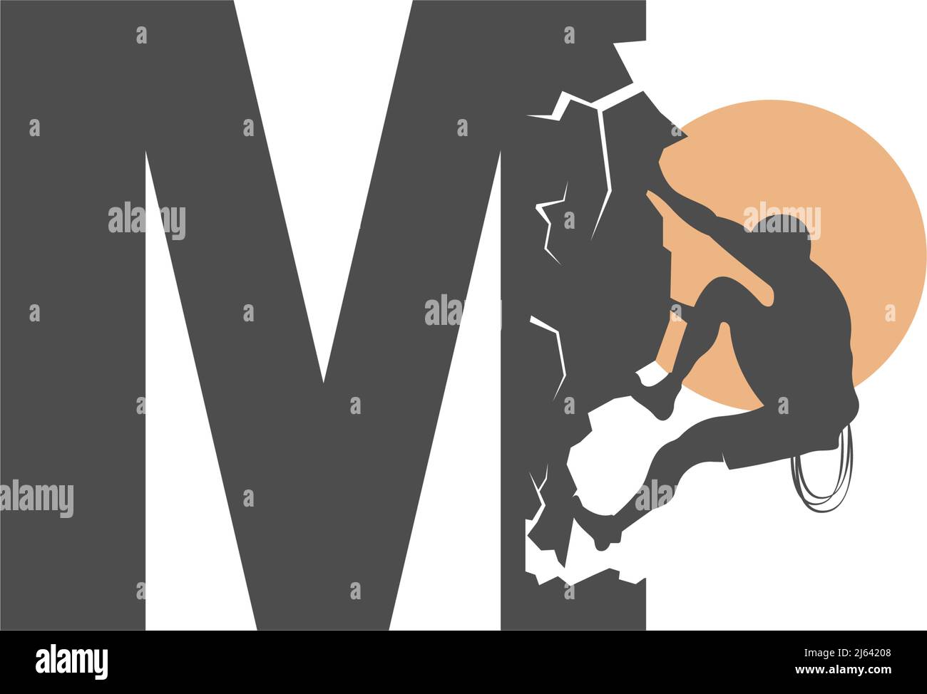 Rock climber climbing letter M illustration template Stock Vector Image ...