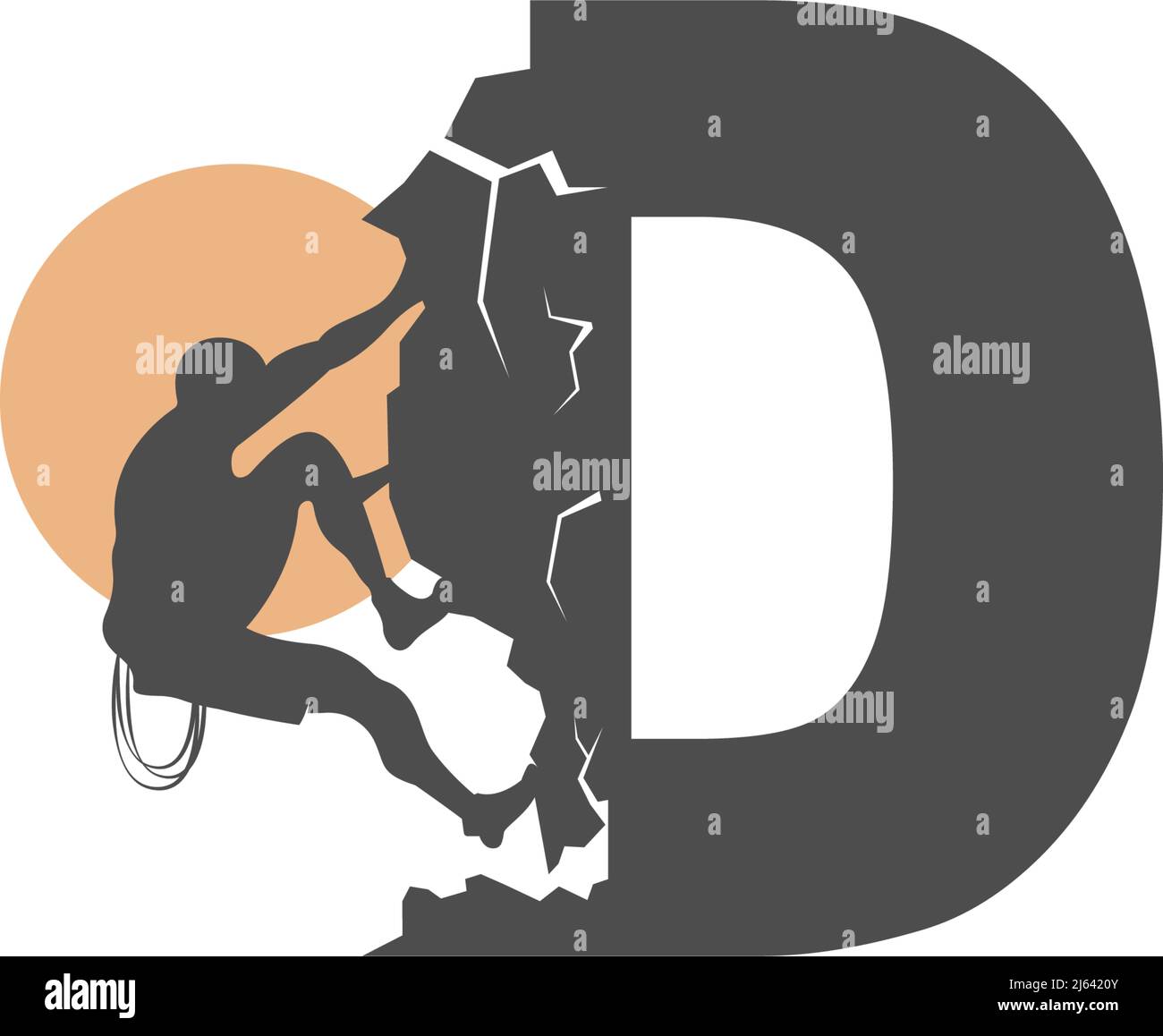 Rock climber climbing letter D illustration template Stock Vector Image ...