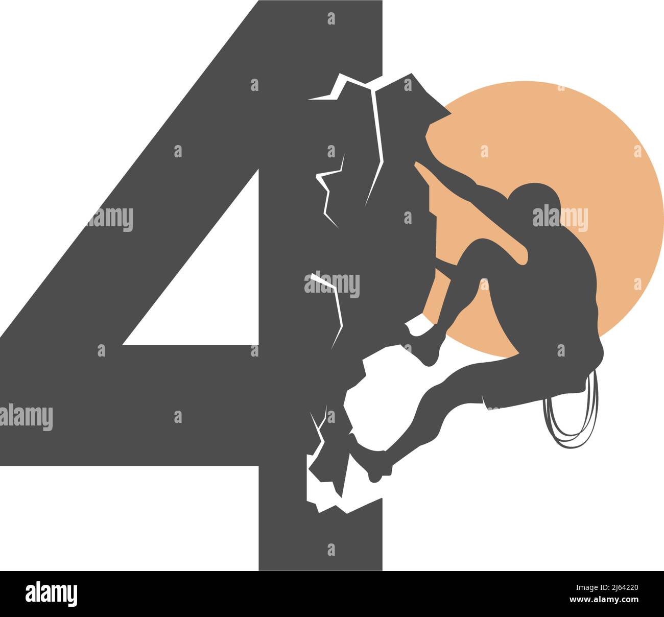 Rock climber climbing number 4 illustration template Stock Vector Image ...
