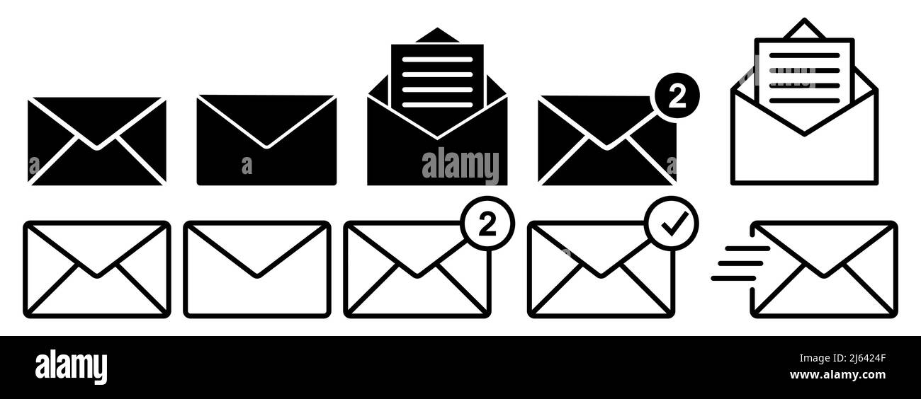 Mail icon set. Vector illustration isolated on white background Stock ...
