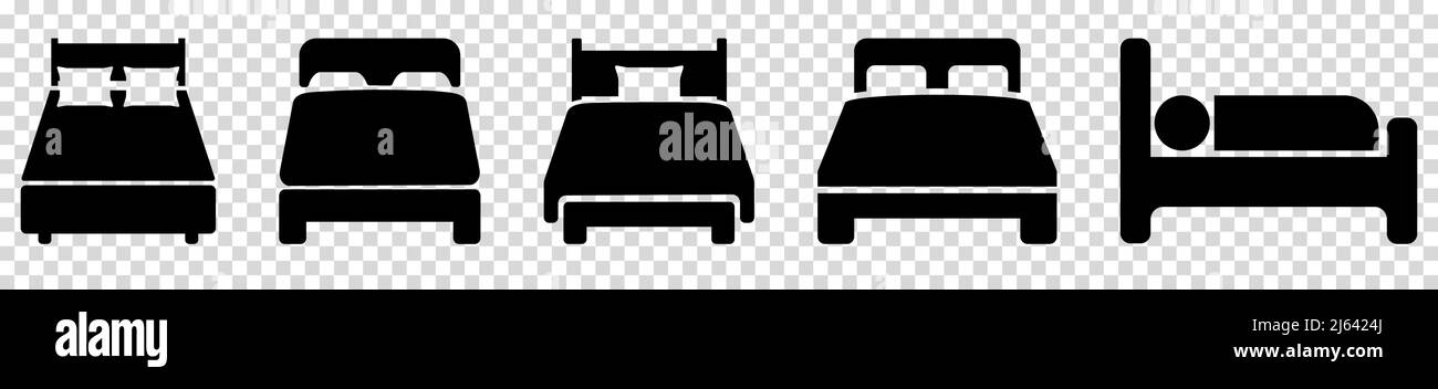 Set of bed icons. Vector illustration isolated on transparent ...