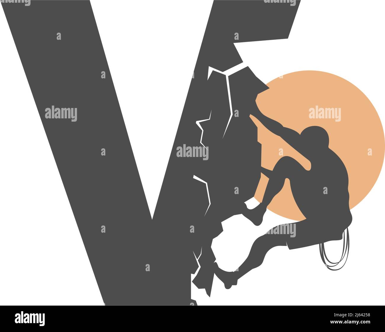 Rock climber climbing letter V illustration template Stock Vector Image ...