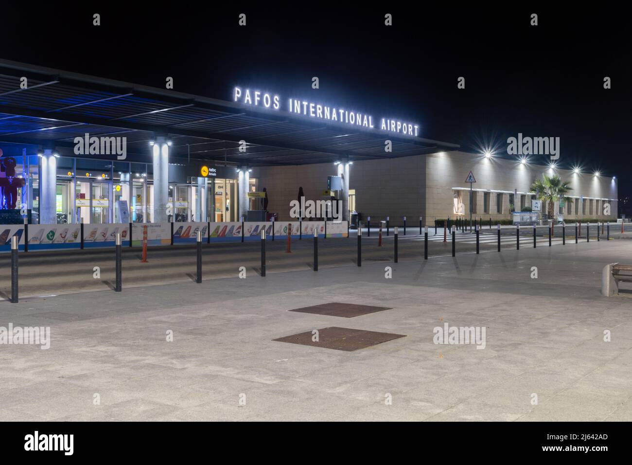 Paphos, Cyprus - April 2, 2022: Night view on Paphos International ...