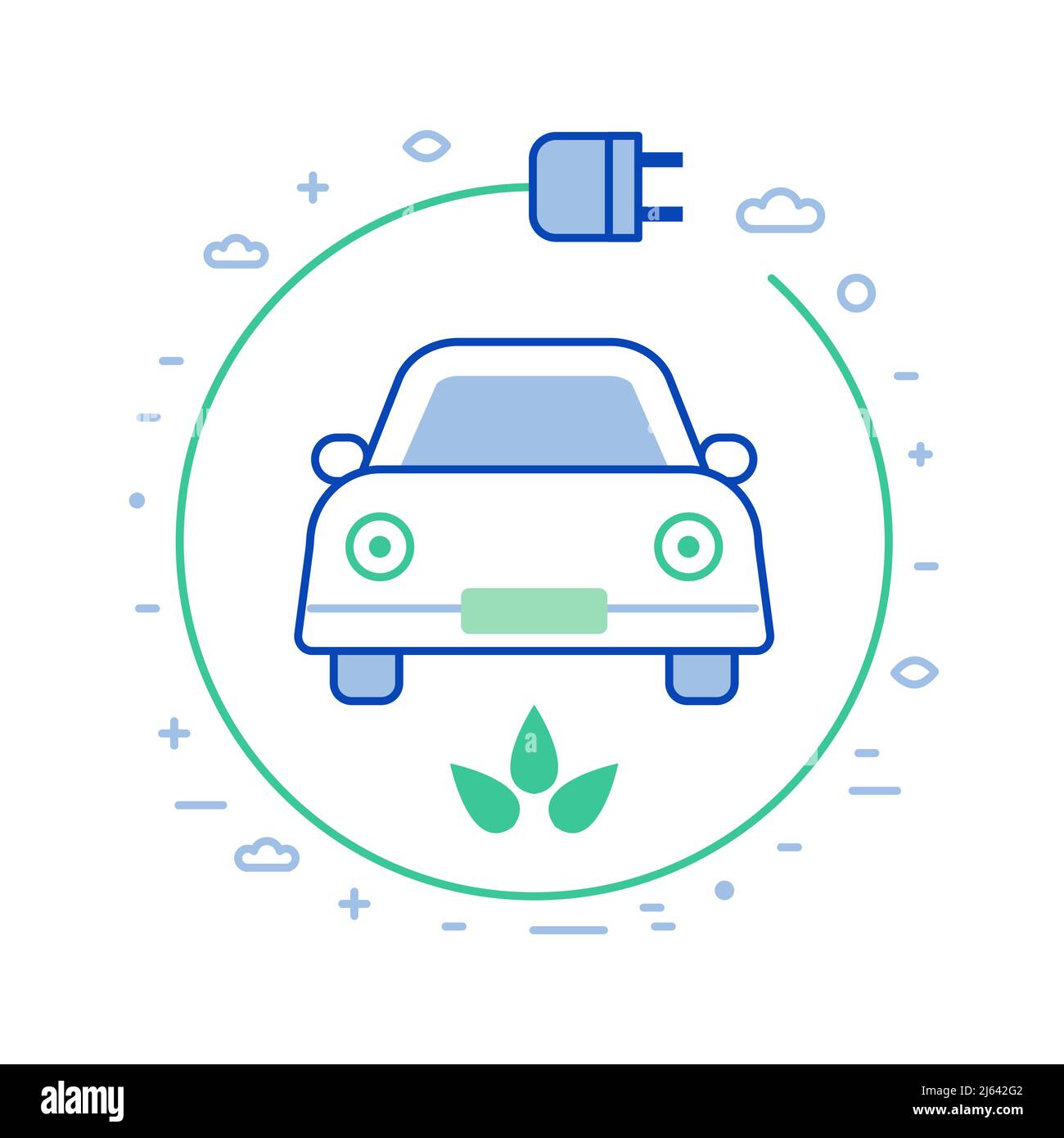 Green Transport Electric Car Icon in Line Art Stock Vector Image & Art ...