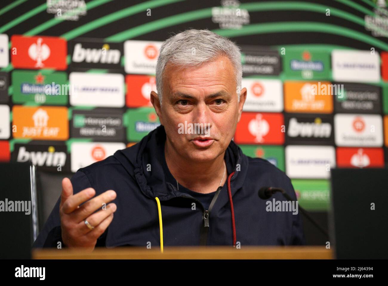 Roma manager Jose Mourinho during a press conference at the King Power ...