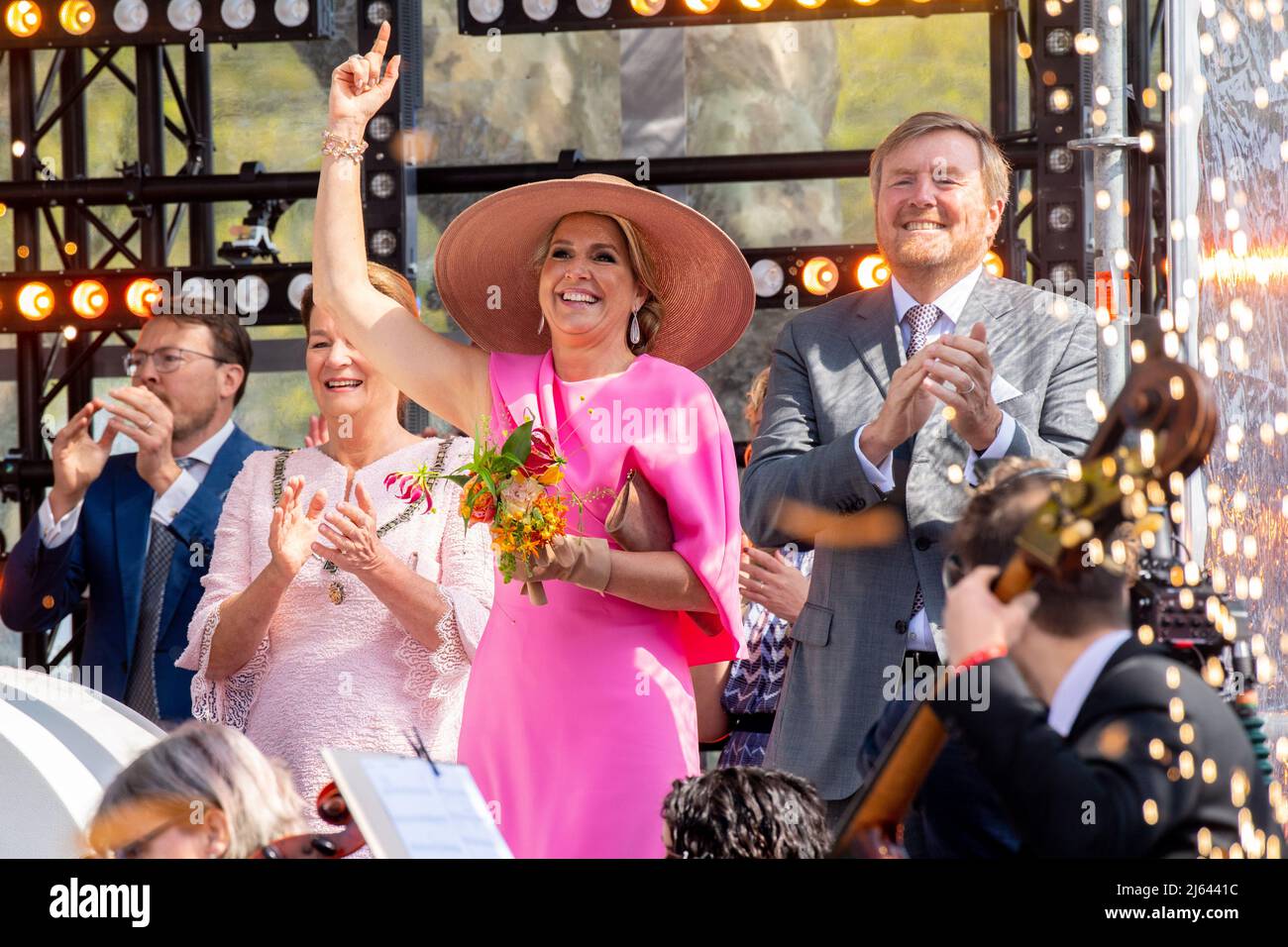 Queen Maxima of the Netherlands celebrating the King's 55th birthday ...