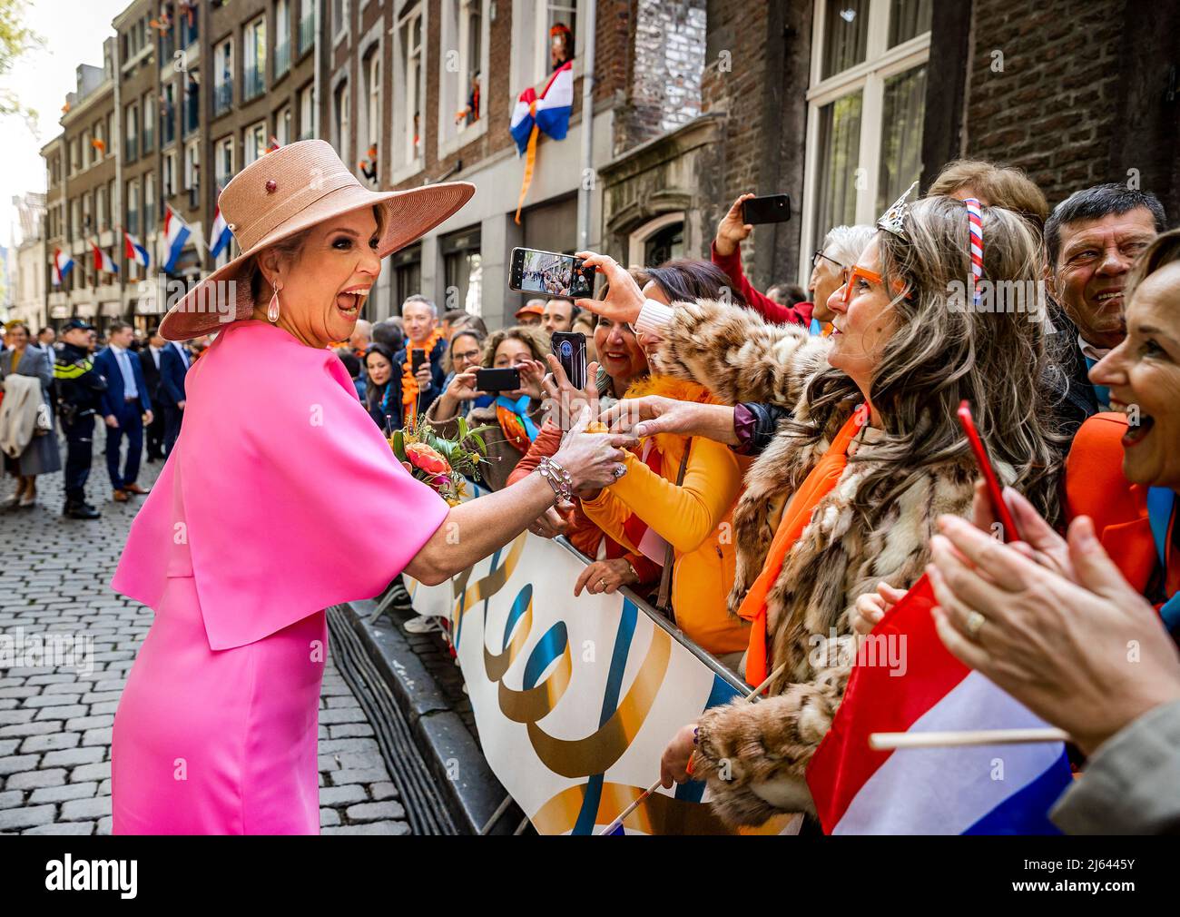 Queen Maxima of the Netherlands celebrating the King's 55th birthday ...